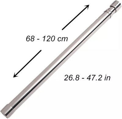 68-120cm Extendable Stainless Steel Wardrobe Rail Adjustable Hanging Rod UK