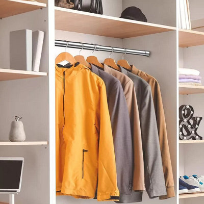68-120cm Extendable Stainless Steel Wardrobe Rail Adjustable Hanging Rod UK