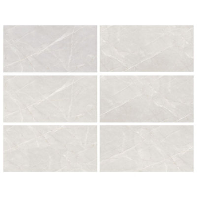 68 x Atlantide Bright Marble Effect Gloss Porcelain Indoor Wall & Floor ...