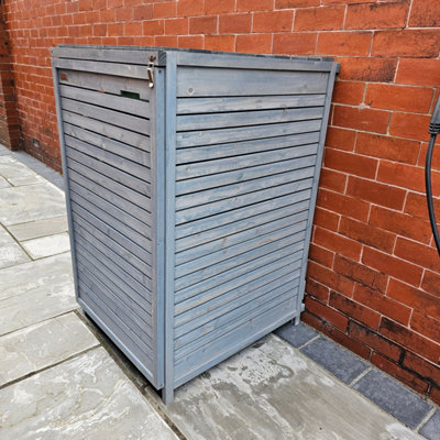 68cm x 1.14m Grey Wooden Outdoor Garden Wheelie Bin Store Storage for 1 Bin