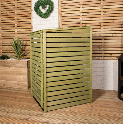 68cm x 1.2m Wooden Outdoor Garden Single Wheelie Bin Store Storage