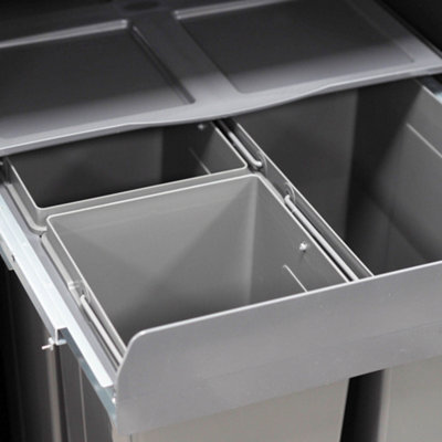 68L Pull Out Integrated Kitchen Waste & Recycling Bin for 600mm Cabinet ...