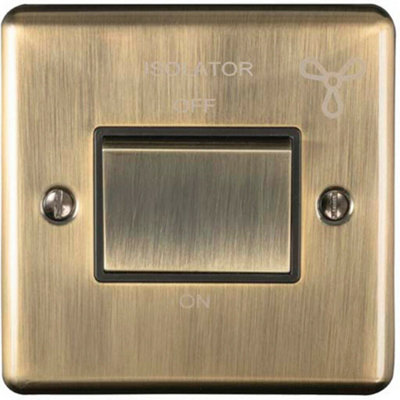 6A Extractor Fan Isolator Switch ANTIQUE BRASS & Black Trim 3 Pole ...