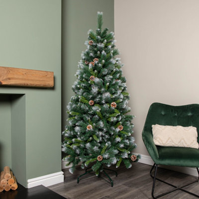 6ft (1.8m) Frosted Glacier Pine Snow Tipped Christmas Tree with Pine ...