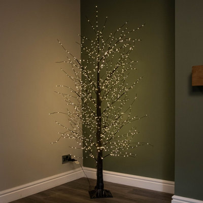 6ft (1.8m) Light up Black Micro Dot Christmas Tree with 1300 Static ...