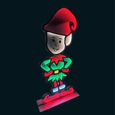 6ft (1.8m) Tall Light up Christmas Elf Infinity Decoration with Multi ...