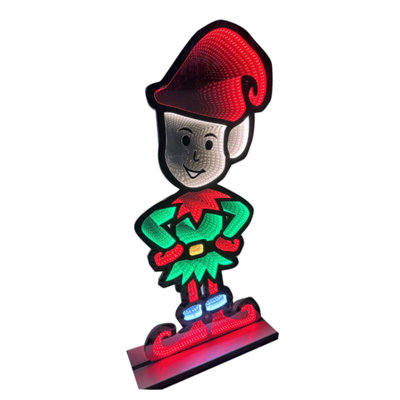 6ft (1.8m) Tall Light up Christmas Elf Infinity Decoration with Multi ...