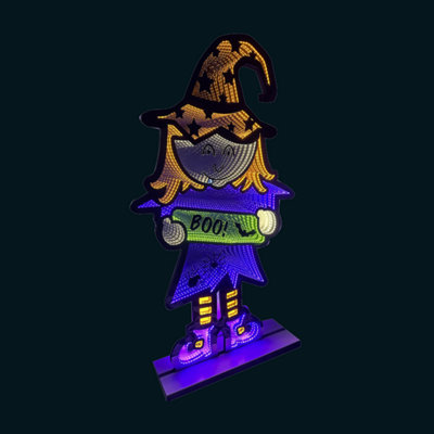 6ft (1.8m) Tall Light up Halloween Witch Infinity Decoration with Multi ...