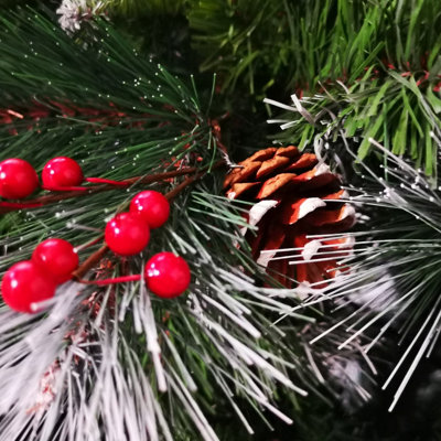 6ft (180cm) Avatika Frosted Pine Christmas Tree With Cones 620 tips