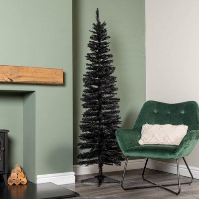 6ft (180cm) Black Pencil Pine Christmas Tree with 321 Tips | DIY at B&Q