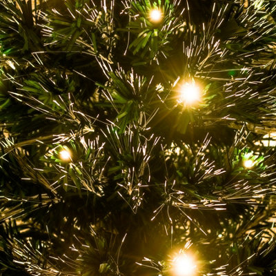 6FT (180cm) Green Fibre Optic Christmas Tree with Warm White LED Lights ...