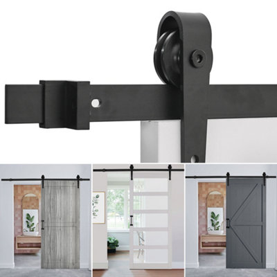 6ft Black Rustic Arrow Shaped Steel Barn Door Track System Sliding ...