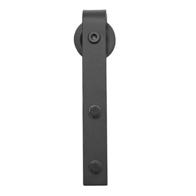 6ft Black Rustic J Shaped Steel Barn Door Track System Sliding Hardware Kit Load Capacity 100KG
