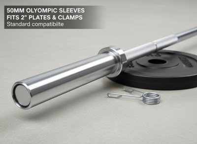 6ft Olympic Barbell Chrome Bar with Spring Collars 1.8m