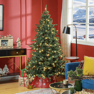 6ft Pre-Lit Artificial Green Christmas Tree with 700 Tips and 270 LEDS ...