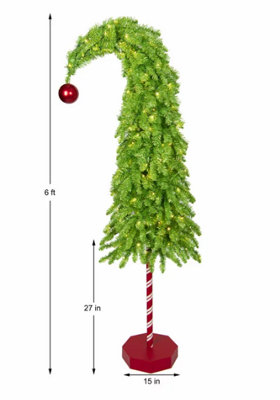 6ft Pre-Lit Grinch Style Lime Green Whimsical Christmas Tree with 150 ...