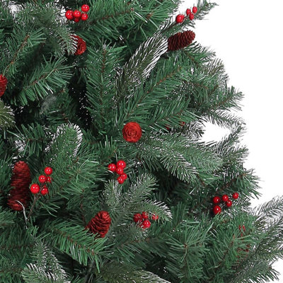 6FT Red Pine Cones and Barriers Christmas Tree