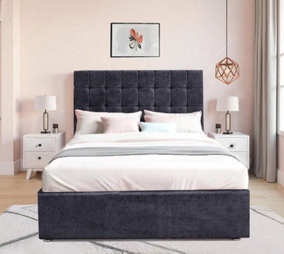 6FT Super king Plush Steel Divan Bed Set with 26'' Cube Headboard & 10 ...