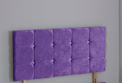 6FT Superking 26inch Purple Crush Velvet Cube headboard | DIY at B&Q