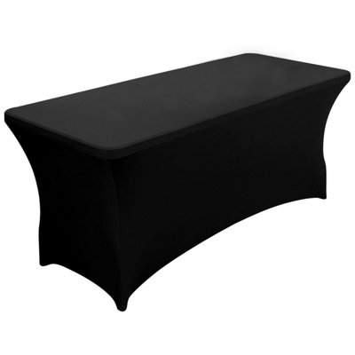 6ft Tight Fitted Tablecloth, Rectangle Spandex Patio Table Cover, Black ...