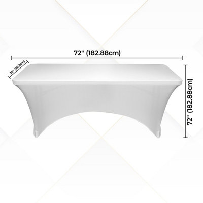 6ft Tight Fitted Tablecloth, Rectangle Spandex Patio Table Cover, White