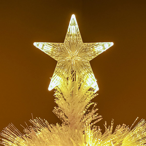 6ft White Fibre Optic Christmas Tree with Feathery Warm White Fibre ... 6ft White Fibre Optic Christmas Tree with Feathery Warm White Fibre ...