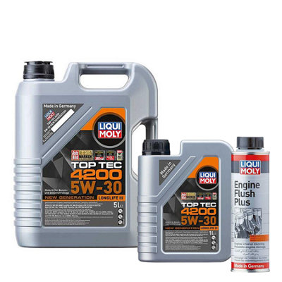 6L 5W30 Liqui Moly Top Tec 4200 BMW LL PORSCHE 8973 + ENGINE FLUSH PLUS - 300ml