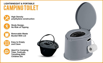 6L PORTABLE CAMPING TOILET COMPACT POTTY LOO CARAVAN PICNIC FISHING ...