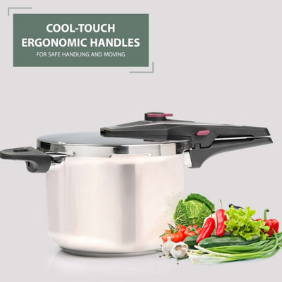 6L Stainless Steel Pressure Cooker Durable Dual Handle Kitchen Catering Pot