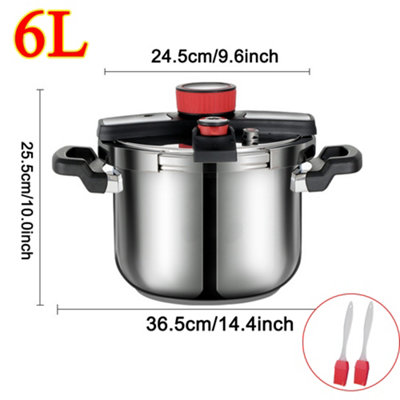 6L Stainless Steel Pressure Cooker - Multi-Hob Compatible (Gas ...