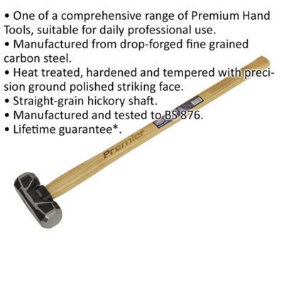 6lb Hardened Sledge Hammer - Hickory Wooden Shaft - Drop Forged Carbon ...