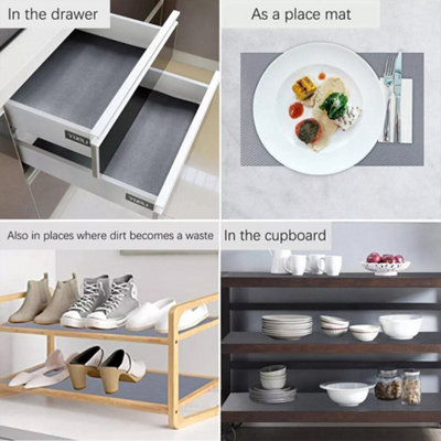 6M NON-SLIP DRAW MAT SHELF LINER CABINET STORAGE PAD KITCHEN CUPBOARD ...