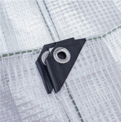 6m x 8m Clear XL-Grade Tarpaulin with 10 x 4" Bungee Balls (Black)