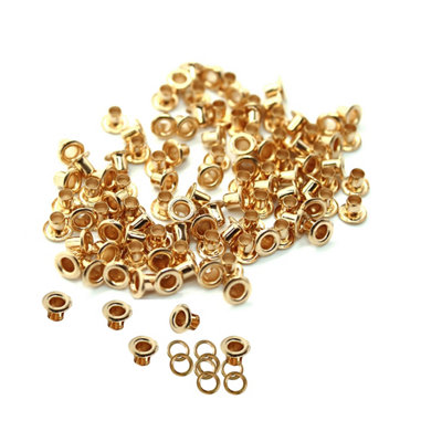 6mm Brass Eyelets with Washers, Rust-Proof Grommets, Rose Gold - 100pcs