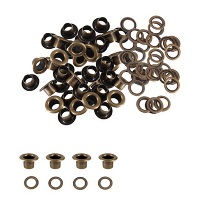 6mm Long Barrell Eyelets with Washers, Bronze, 100pcs
