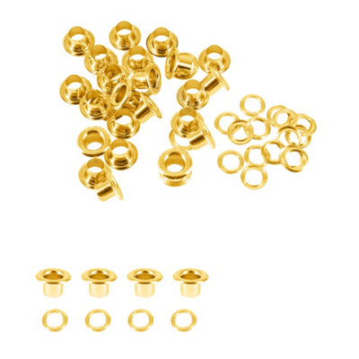 6mm Long Barrell Eyelets with Washers, Gold, 100pcs