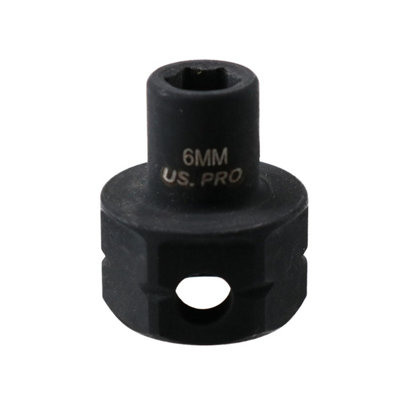 6mm Metric Stubby 3/8" Drive Shallow Impact Socket Hex Shank 25mm Depth ...