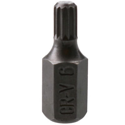 6mm Spline Bit 30mm Length 10mm Shank Chrome Vanadium Hardened Tip ...