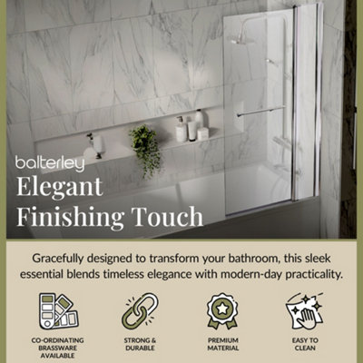 6mm Toughened Safety Glass Reversible Straight Shower Bath Screen with ...