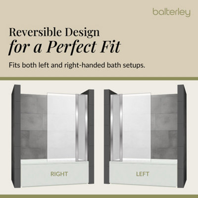 6mm Toughened Safety Glass Reversible Straight Shower Bath Screen with ...
