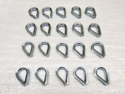 6MM Wire Rope Thimbles x20 - Galvanised Steel Commercial Loop