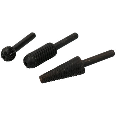 6pc 1/4" Rotary Burr Rasp File Set 6mm Shank Steel Wood Ball Cylinder Cone