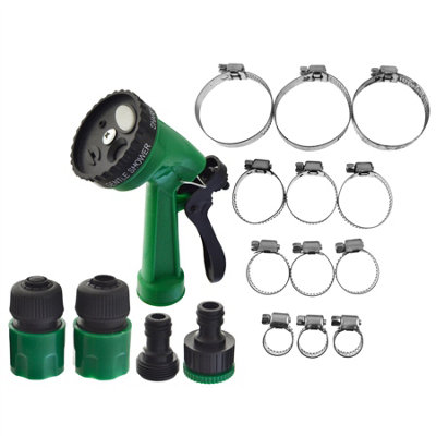 6pc Adjustable Hose Pipe Connectors Fittings Sprayer & 12pc Clamp ...