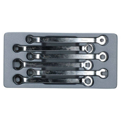 6pc Brake Line Hydraulic Pipe Spanner Wrench Set Open Ended Hex Square ...
