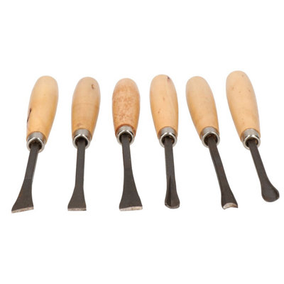 6pc Carving Chisel Wood Work Edging Sculpting Turning Carpentry Gouge Point