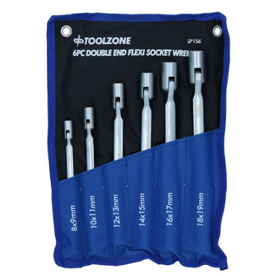 6pc Double End Flexible Socket Wrench Metric Spanner 8-19mm 12 Point ...