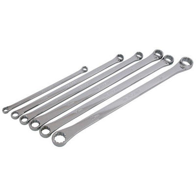 6PC Extra Long Metric Double Ring Aviation Spanner Set 8-24mm (Neilsen ...