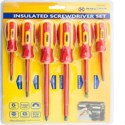 6PC Insulated Screwdriver Set Snti Slip Grip Hand Tool Magnetic | DIY ...