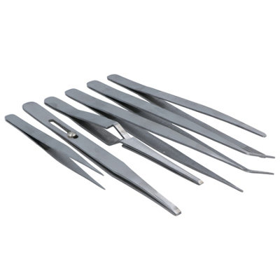6pc Long Tweezer Set Self Locking Craft / Hobby Model Making Stamp