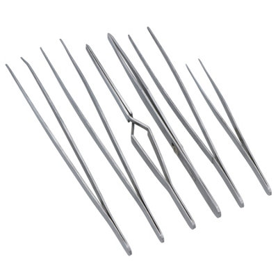 6pc Long Tweezer Set Self Locking Craft / Hobby Model Making Stamp